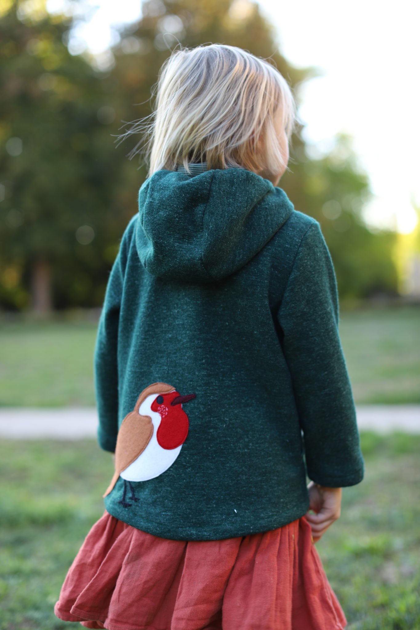 Zip-In Winterjacke aus Wolle-Hanf-Walk mit Applikationen - Lila wie Liebe